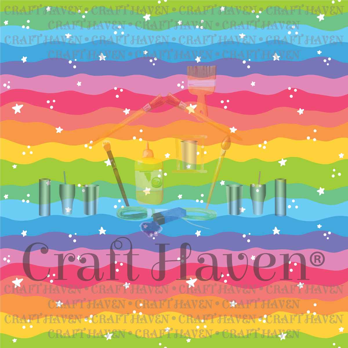 500014 - Neon Rainbow Waves Seamless – Craft Haven